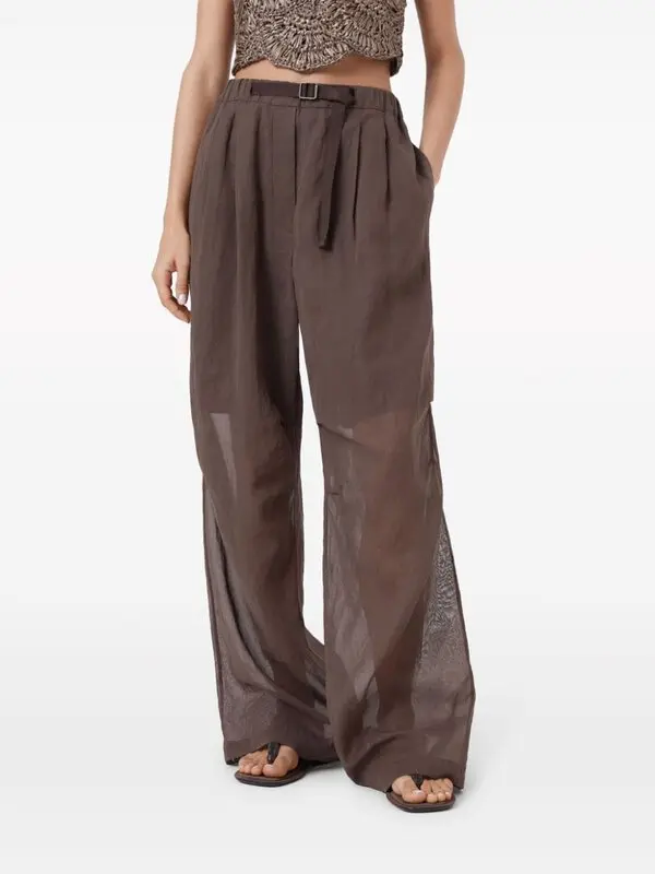 Brunello Cucinelli Semi-sheer Wide-leg Trousers