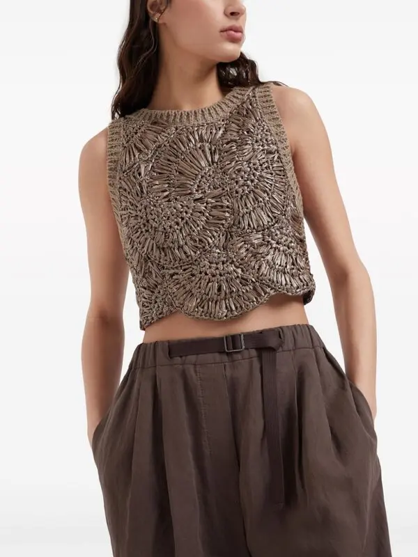 Brunello Cucinelli Semi-sheer Wide-leg Trousers