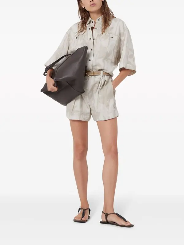 Brunello Cucinelli Linen Floral Print Bermuda Shorts