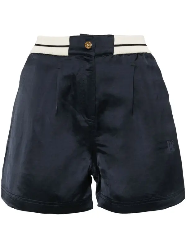 Palm Angels Monogram-embroidered Satin-weave Shorts
