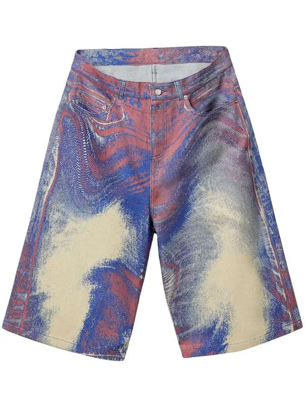 Camper Swirl-print Denim Shorts - Purple