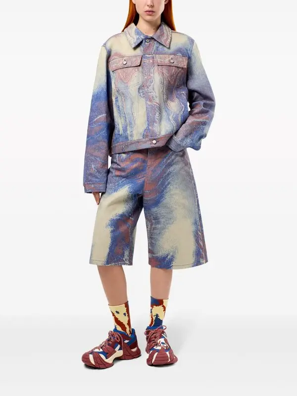 Camper Swirl-print Denim Shorts - Purple