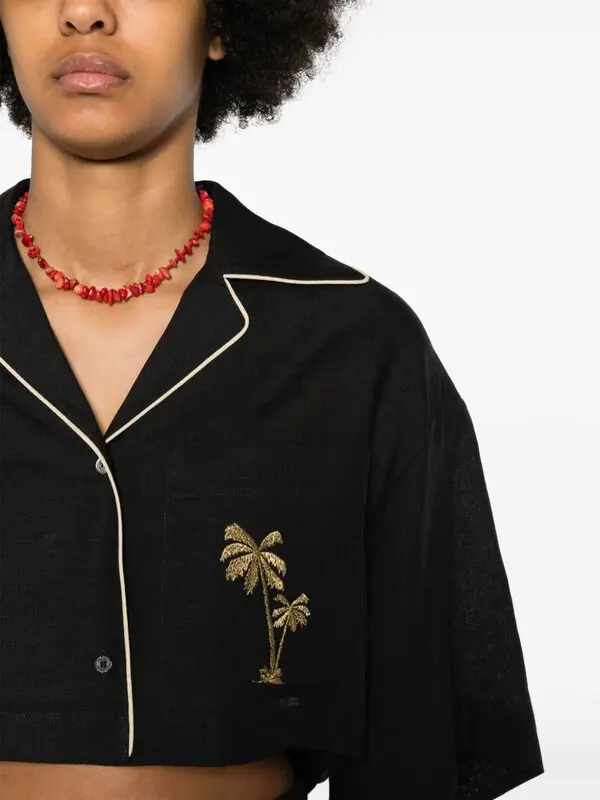 Palm Angels Cropped Bowling Shirt
