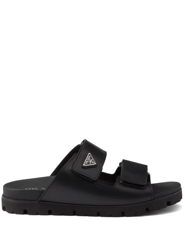 Prada Leather Strap Sandals - Black