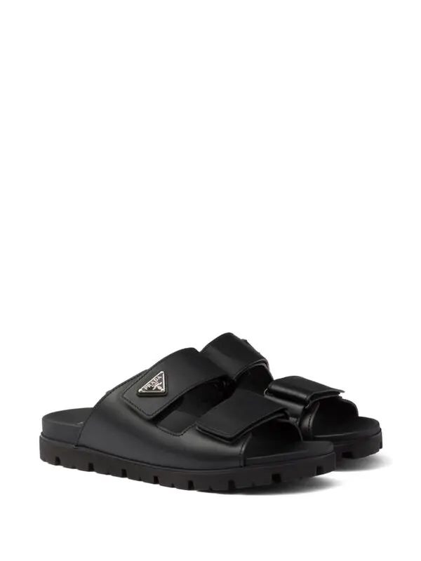 Prada Leather Strap Sandals - Black