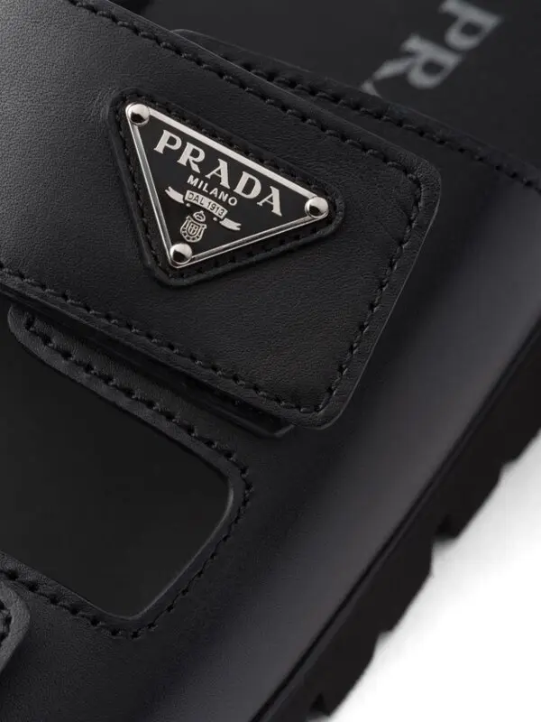 Prada Leather Strap Sandals - Black