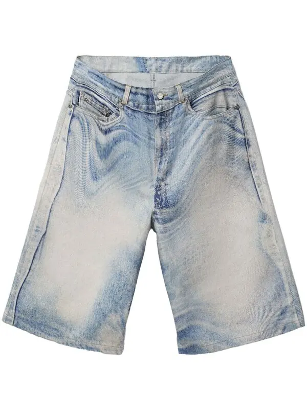 Camper Swirl-print Denim Shorts - Blue