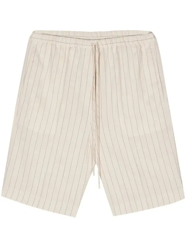 TOTEME Pinstripe Shorts With Drawstring Waist - Neutrals