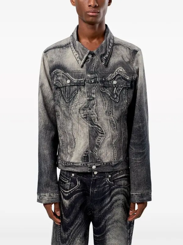 Camper Swirl-print Denim Jacket - Grey