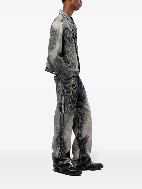 Camper Swirl-print Denim Jacket - Grey