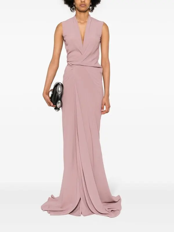 Rick Owens Crepe Wrap Maxi Dress