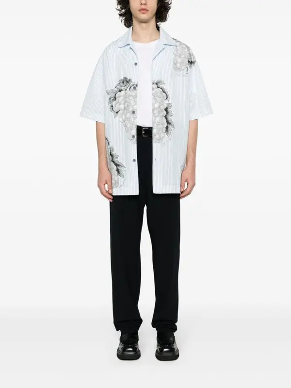 Giorgio Armani Wool Tapered Trousers - Blue
