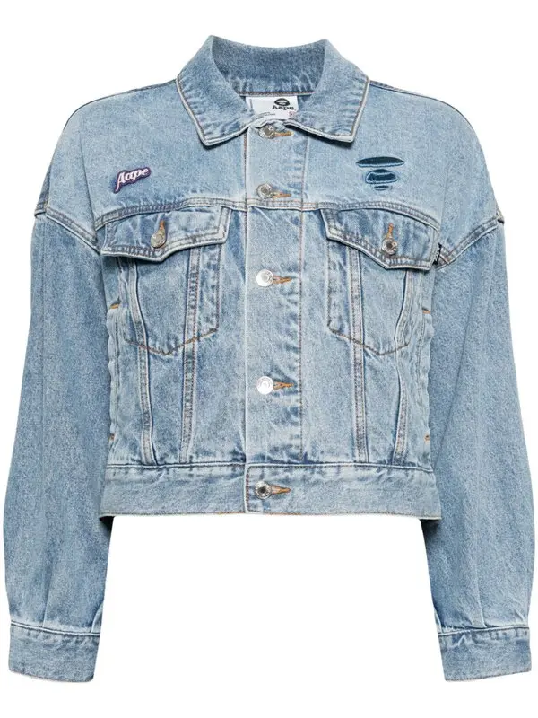 AAPE BY *A BATHING APE Logo-appliqué Denim Jacket - Blue