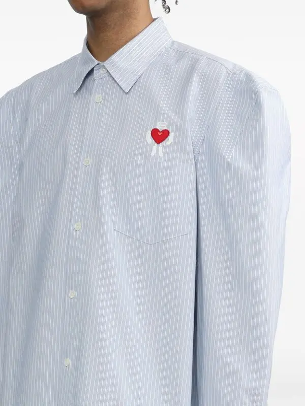 DOUBLET Robot Shoulder Striped Cotton Shirt
