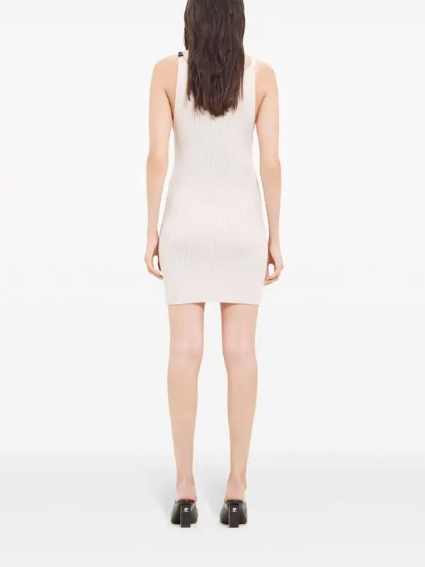 COURREGES Buckle-strap Ribbed-knit Dress - Neutrals
