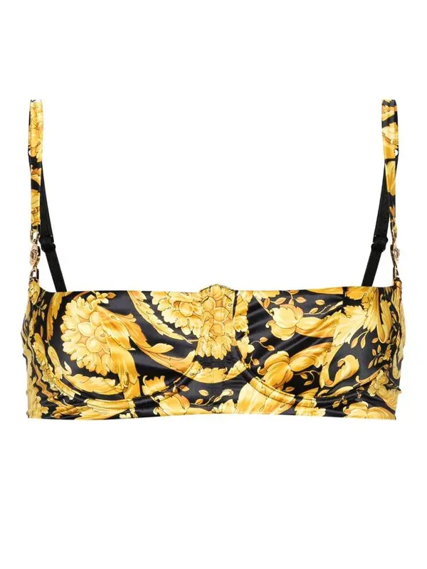 Versace Barocco-print Balconette Bra - Black
