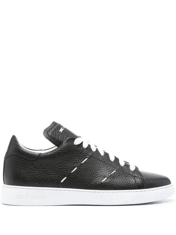 Kiton Seam-detail Leather Sneakers - Black