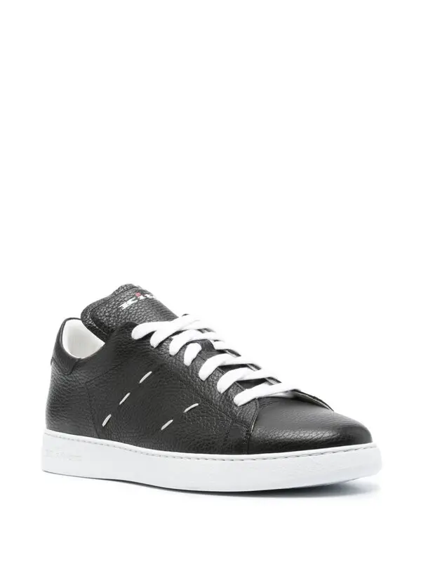 Kiton Seam-detail Leather Sneakers - Black