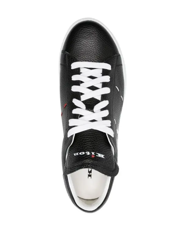 Kiton Seam-detail Leather Sneakers - Black