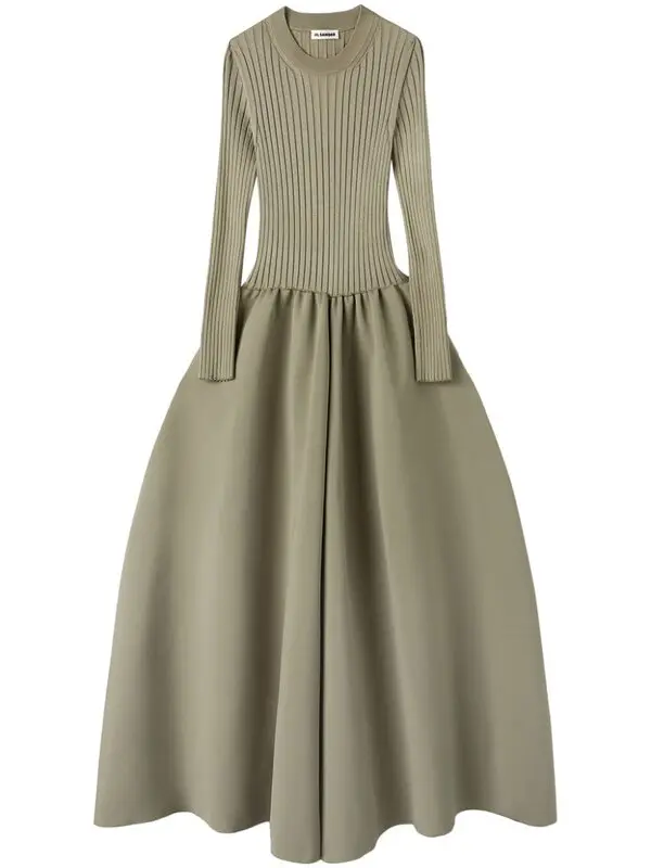 JIL SANDER Ribbed-knit Flared Dress