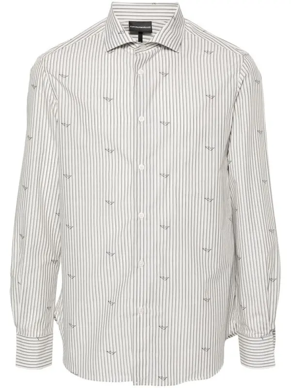 Emporio Armani Logo-print Striped Shirt - Green