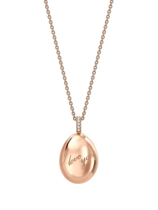 Faberge 18kt Rose Gold Essence I Love You Egg Pendant - Pink