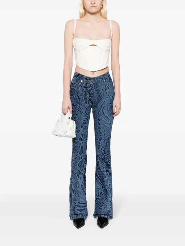 MUGLER Snake-print Flared Jeans
