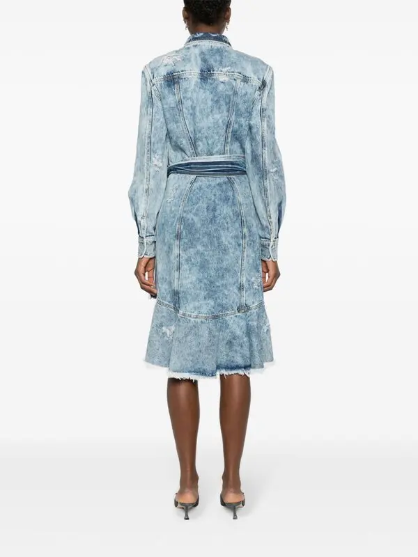 Moschino Wraparound Distressed Denim Shirtdress