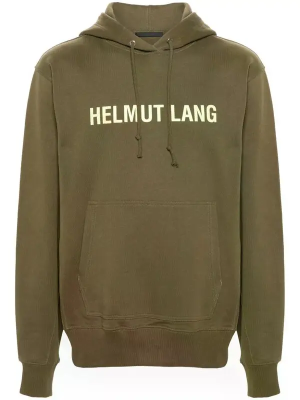 Helmut Lang Logo Print Cotton Hoodie - Brown