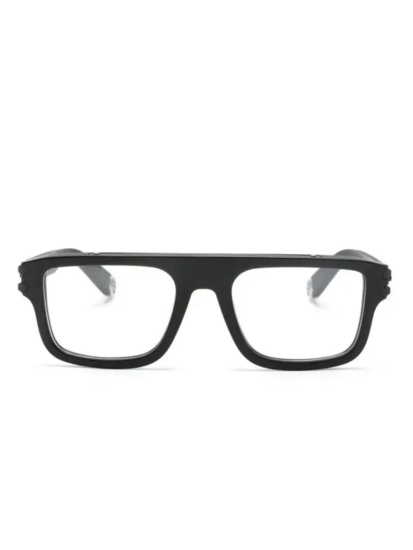 Philipp Plein Logo-plaque Square-frame Glasses - Black
