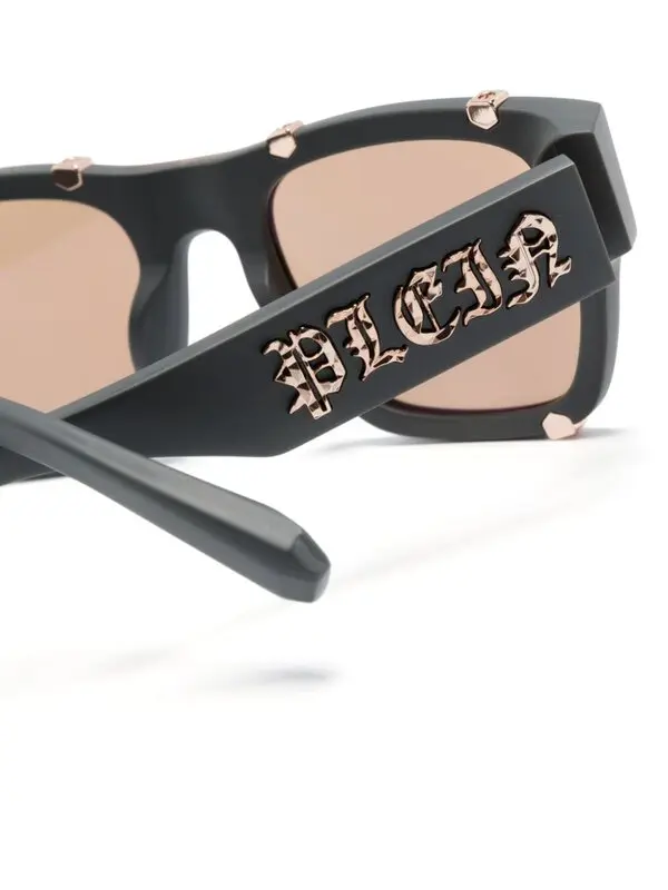 Philipp Plein Logo-plaque Square-frame Sunglasses - Grey