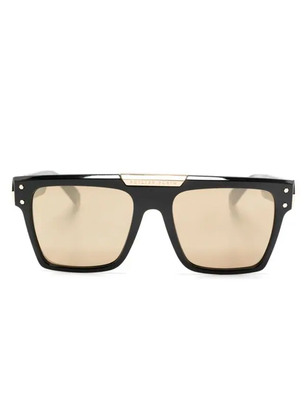 Philipp Plein Logo-plaque Square-frame Sunglasses - Black
