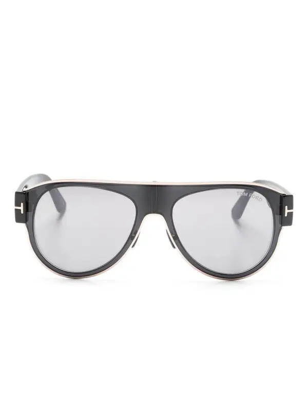 TOM FORD Logo Plaque Aviator Sunglasses - Black