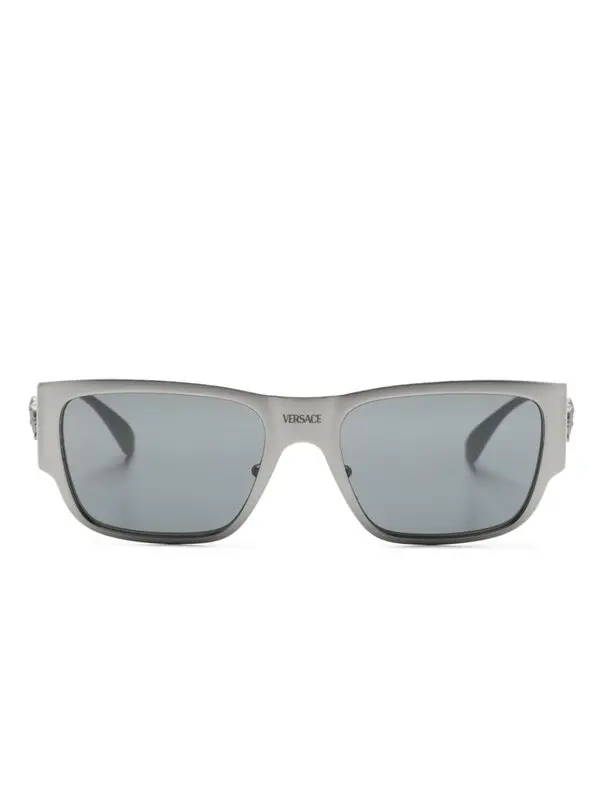 Versace Medusa Plaque Rectangle Sunglasses - Silver