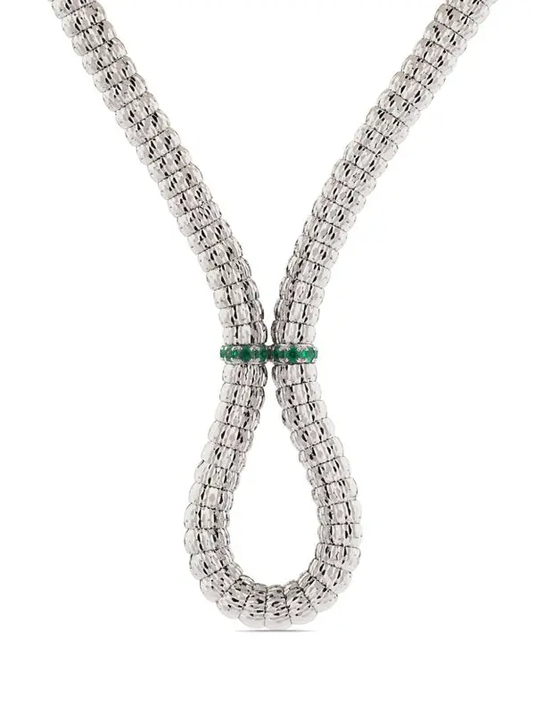 OFFICINA BERNARDI 18kt White Gold Enigma X Emerald And Diamond Necklace
