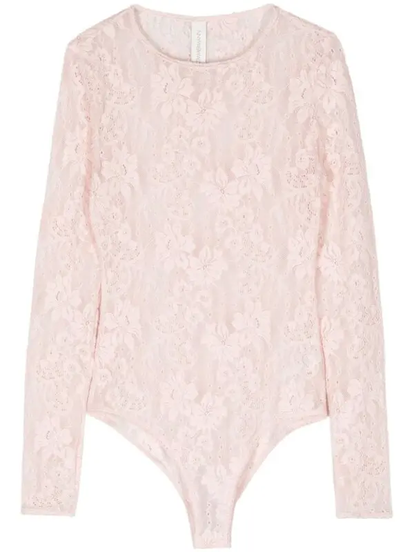 Zimmermann Floral Lace Long-sleeve Body - Pink