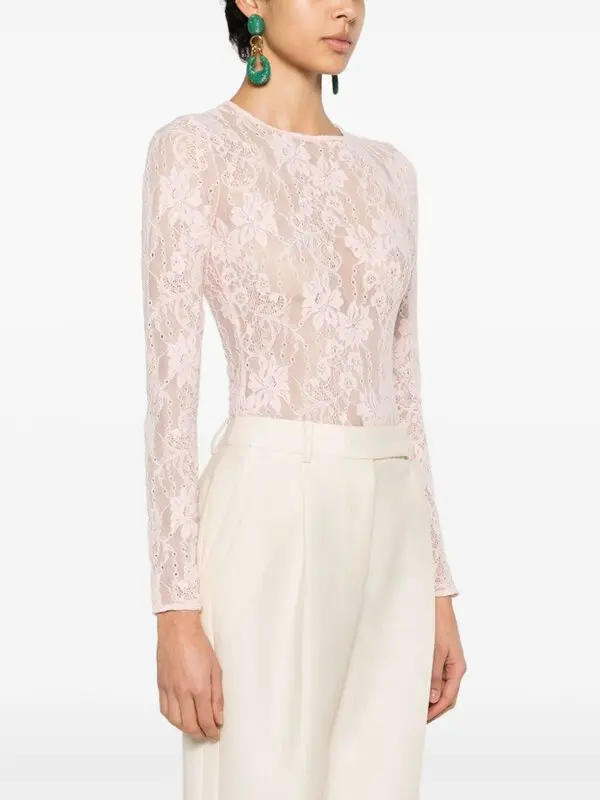 Zimmermann Floral Lace Long-sleeve Body - Pink