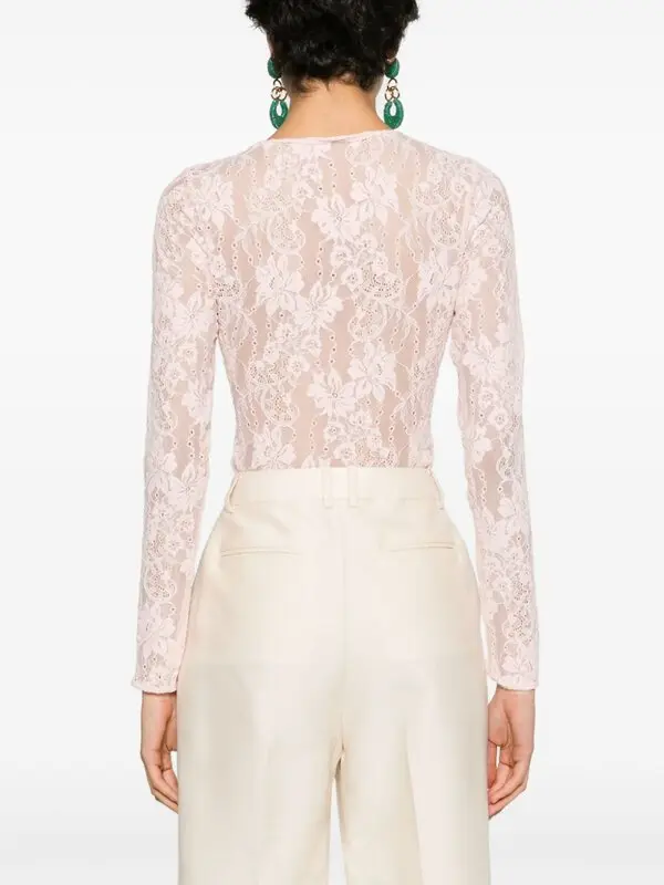 Zimmermann Floral Lace Long-sleeve Body - Pink