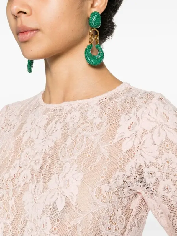 Zimmermann Floral Lace Long-sleeve Body - Pink