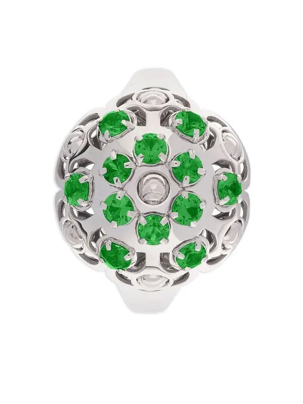 OFFICINA BERNARDI 18kt White Gold Damasco Emerald Ring - Silver