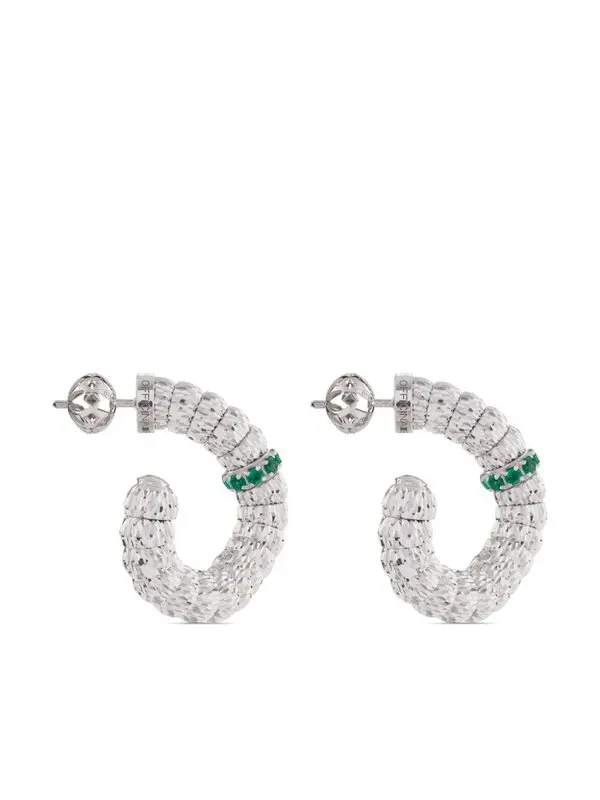 OFFICINA BERNARDI 18kt White Gold Enigma Emerald Hoop Earrings - Silver