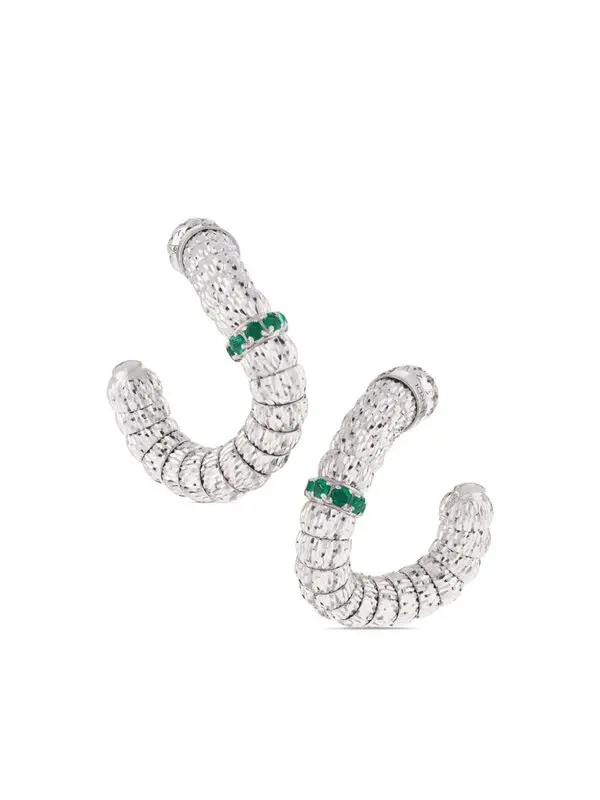 OFFICINA BERNARDI 18kt White Gold Enigma Emerald Hoop Earrings