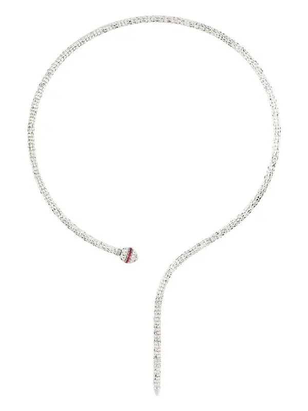 OFFICINA BERNARDI 18kt White Gold Y Necklace With Ruby - Silver