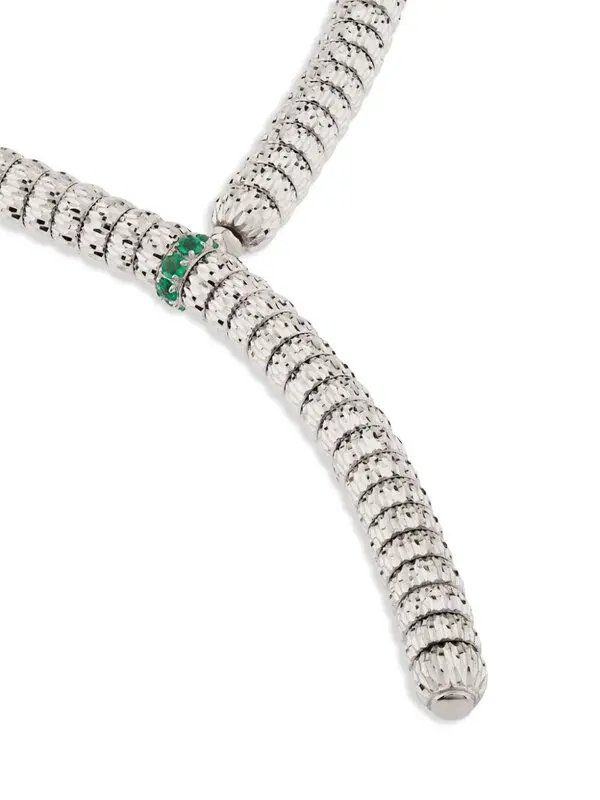 OFFICINA BERNARDI 18kt White Gold Enigma Emerald And Diamond Y Necklace