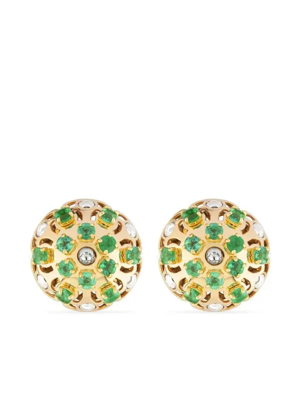 OFFICINA BERNARDI 18kt Yellow Damasco Emerald Earrings - Gold