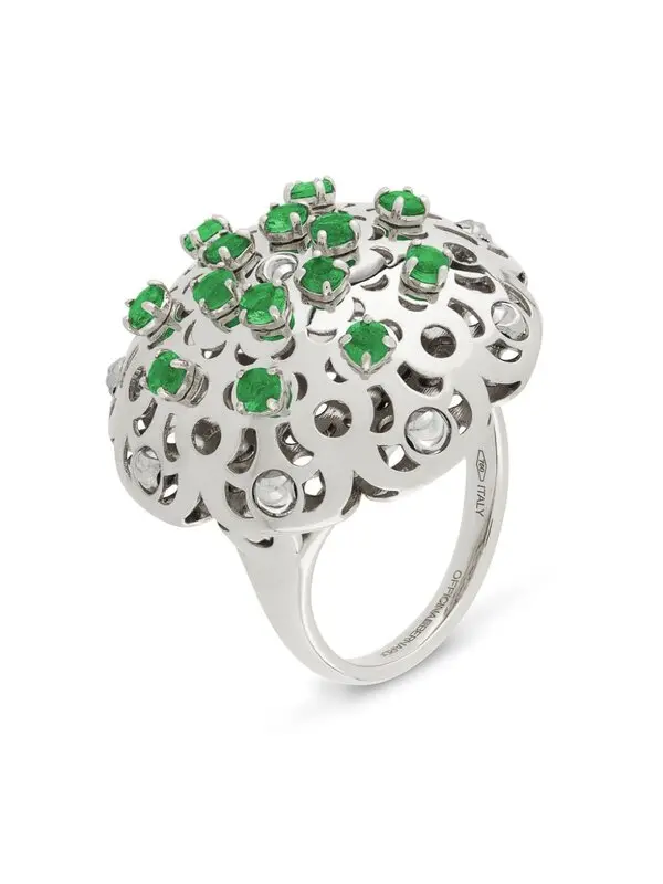 OFFICINA BERNARDI 18kt White Gold Damasco Emerald Ring - Silver
