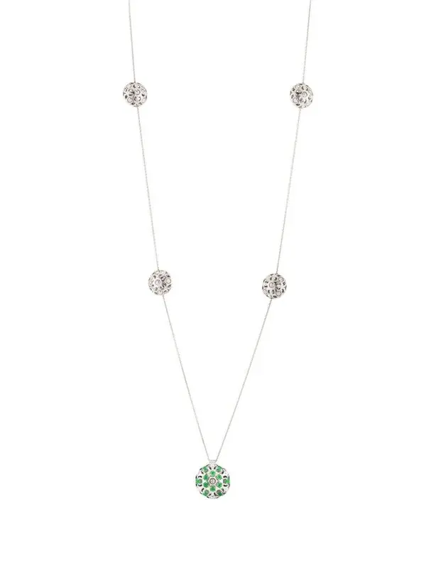 OFFICINA BERNARDI 18kt White Gold Damasco Emerald Necklace - Silver