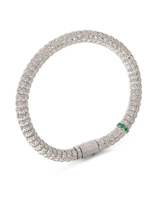 OFFICINA BERNARDI 18kt White Gold Enigma Emerald And Diamond Bracelet - Silver