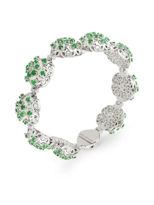 OFFICINA BERNARDI 18kt White Gold Damasco Emerald And Diamond Bracelet - Silver
