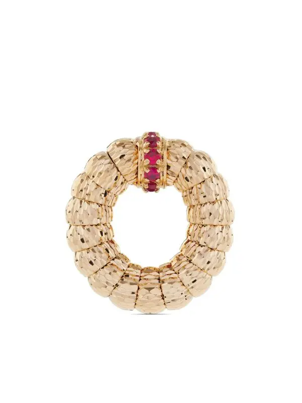 OFFICINA BERNARDI 18kt Yellow Enigma Ruby Hoop Earrings - Gold